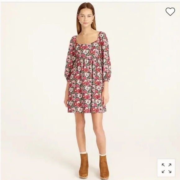 J. Crew | Dresses | J Crew Puffsleeve Mini Dress In Liberty Poppy ...
